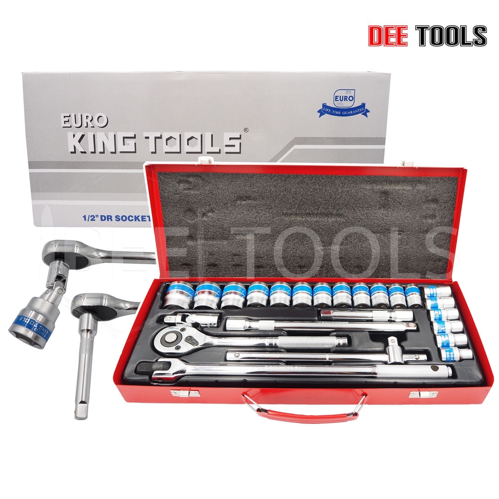 EURO KING TOOLS ชุดประแจบล็อก 24 ชิ้น ขนาด 1/2 (4หุน)ชุดดอกไขควง ชุดบ ...