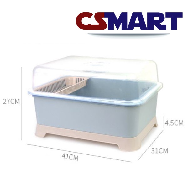 CS-MART ที่คว่ำจาน กล่องเก็บจาน ชาม มีฝาปิด และ ถาดรองน้ำ ป้องกันฝุ่น ...