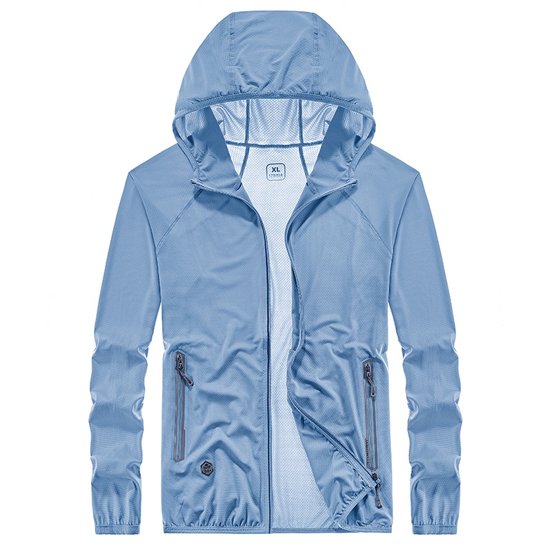 [M-4XL] Uniqlo UPF 50+ UV ป้องกันแสงแดดเสื้อผ้าผู้ชายซิปขึ้นมีฮู้ดแขนยาวตกปลาวิ่งเดินป่ากลางแจ้ง ...