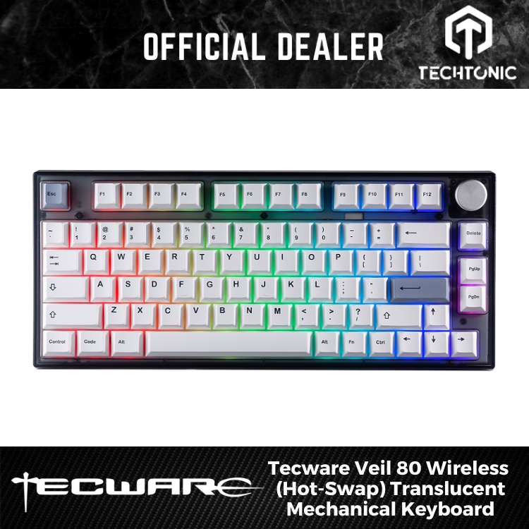 Tecware Veil 80 คีย์บอร์ดไร้สาย 75% (Hot-Swap) แบบโปร่งแสง | Shopee ...