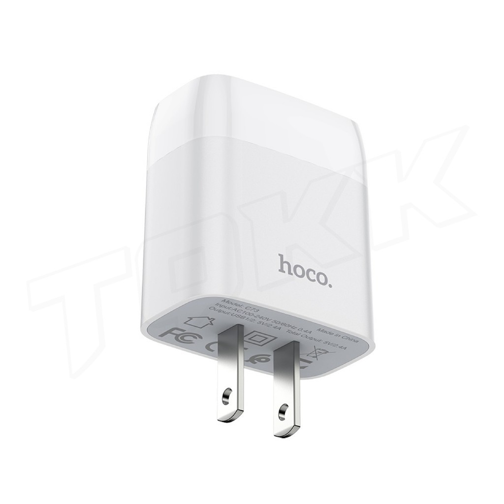 Hoco C73 สายชาร์จพร้อมปลั๊ก Dual USB Charger set 2.4A MAX สำหรับ iP ...