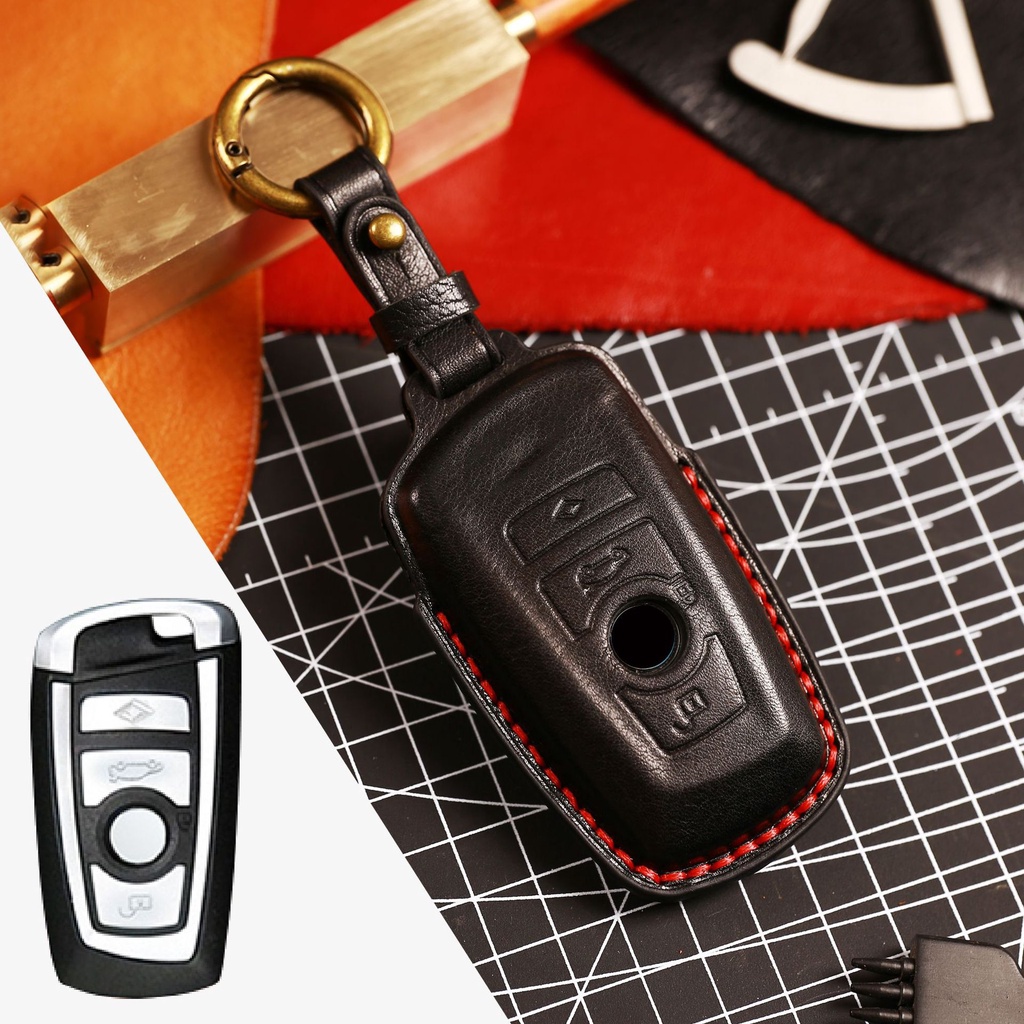 Leather Car Key Case Cover Fob Protector Keychain Accessories for BMW ...