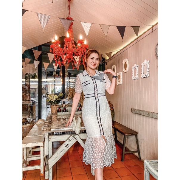 เดรส ลายลูกไม้ Miss angle dress จากร้าน Joob studio | Shopee Thailand