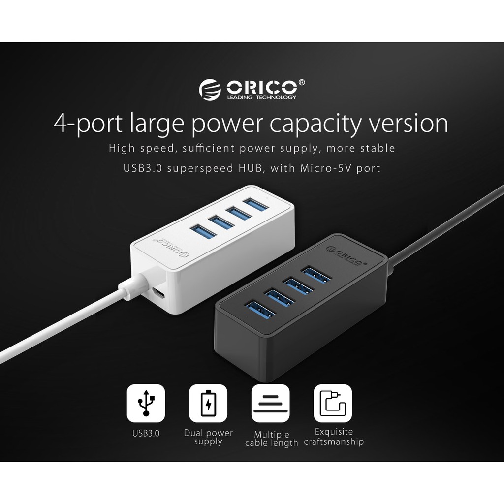Orico Hub USB 3.0 4 พอร์ต USB 3.0 รองรับฟังก์ชั่น OTG พร้อมพอร์ต ...