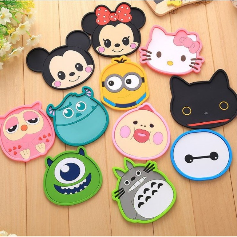 แผ่นรองแก้ว PVC ลายการ์ตูน Totoro Doraemon Baymax Minion Hello Kitty ...