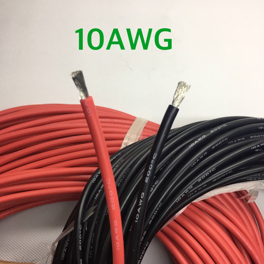 สายไฟ 16AWG 18AWG 20AWG 14AWG 12AWG 10AWG 5 เมตร สายไฟสิลิโคน (สีดำ 2.5 เมตร + สีแดง 2.5 เมตร ...