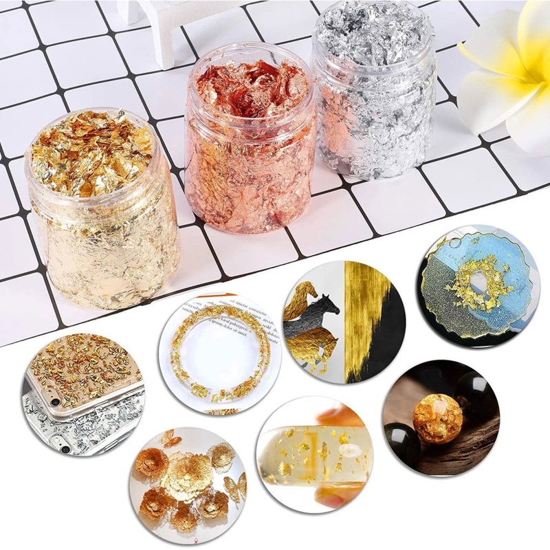 Flgo ฟอยล์เกล็ดกลิตเตอร์ สีทอง สีเงิน สําหรับตกแต่งเล็บ | Shopee Thailand
