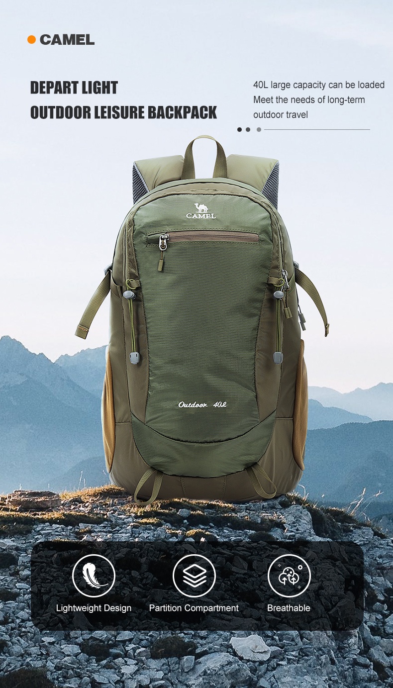 CAMEL CROWN กระเป๋าเป้สะพายหลัง ความจุขนาดใหญ่ 40 ลิตร ระบายอากาศ ทนต่อการสึกหรอ สําหรับเดินป่า ...