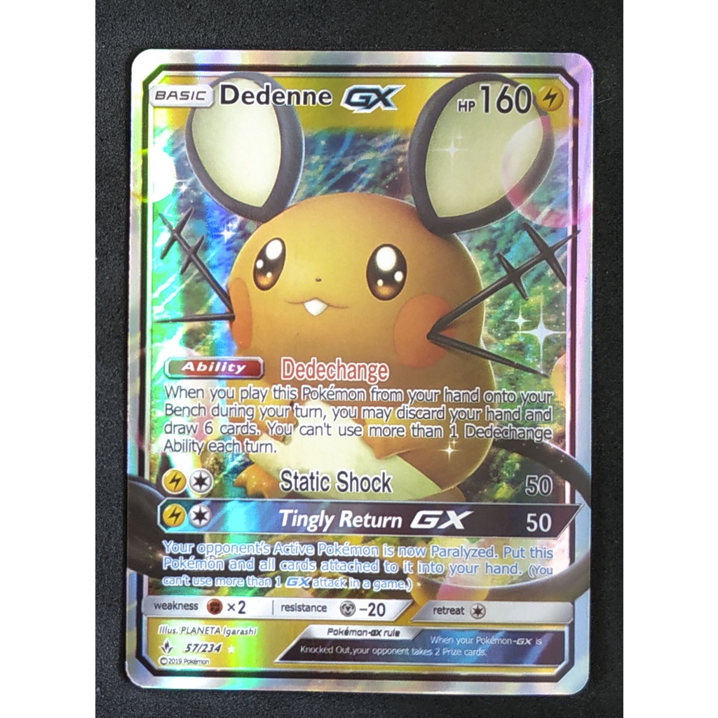 Dedenne GX Card 57/234 เดเดนเนะ Pokemon Card Gold Flash Light (Glossy ...