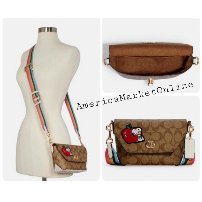 กระเป๋า COACH/ Coach X Peanuts Karlee Crossbody In Signature Canvas With Snoopy ( COACH C4114 ...