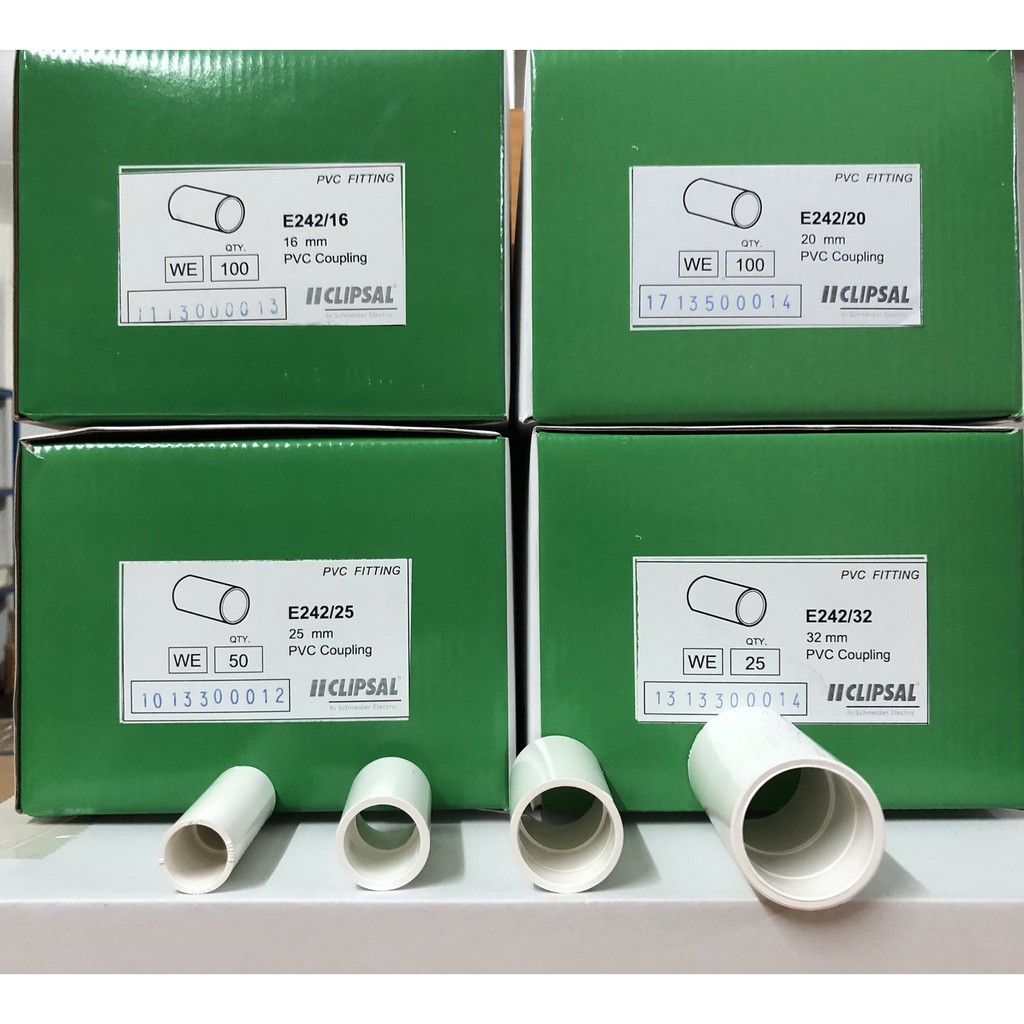 ข้อต่อกลางทาง UPVC สีขาว CLIPSAL ขนาด 16มม, 20มม, 25มม, 32มม, จำนวน 10 ...