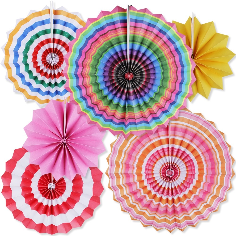 Hanging Fan Paper Decoration Fans Backdrop พัดกระดาษ DIY ตกแต่ง งาน ...