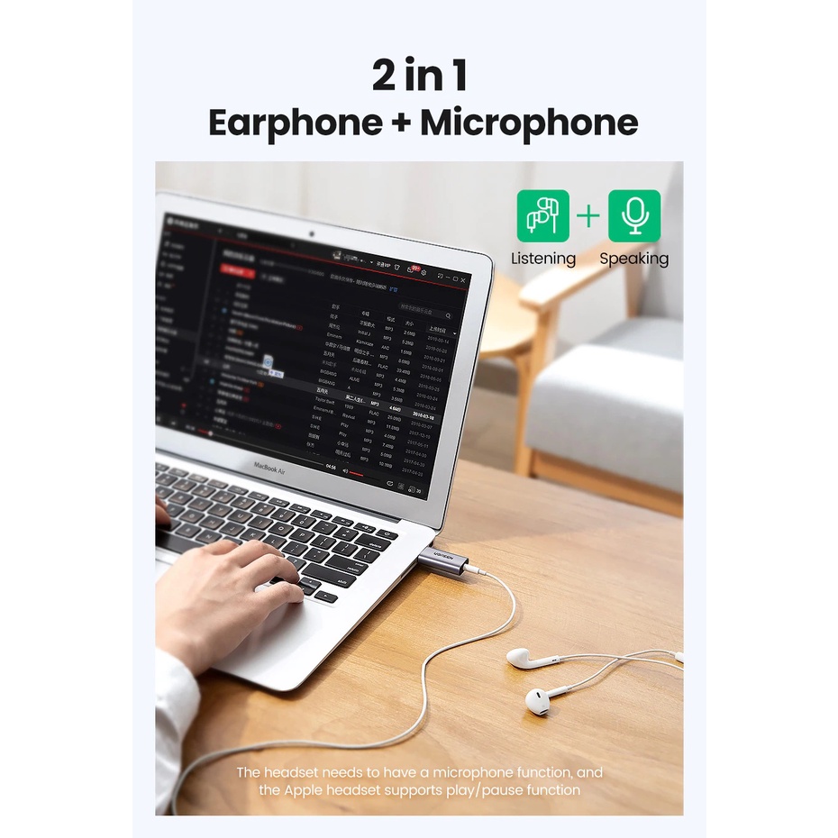 Ugreen External Sound Card USB Audio Interface to Earphone 3.5mm Jack ...