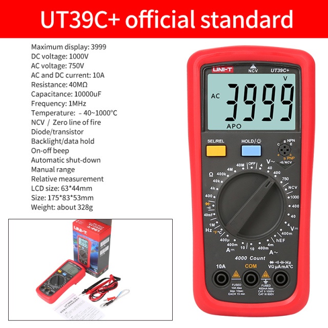 UNI-T UT39A+ UT39C+ UT39E+ Digital Multimeter Auto Range With LCD ...