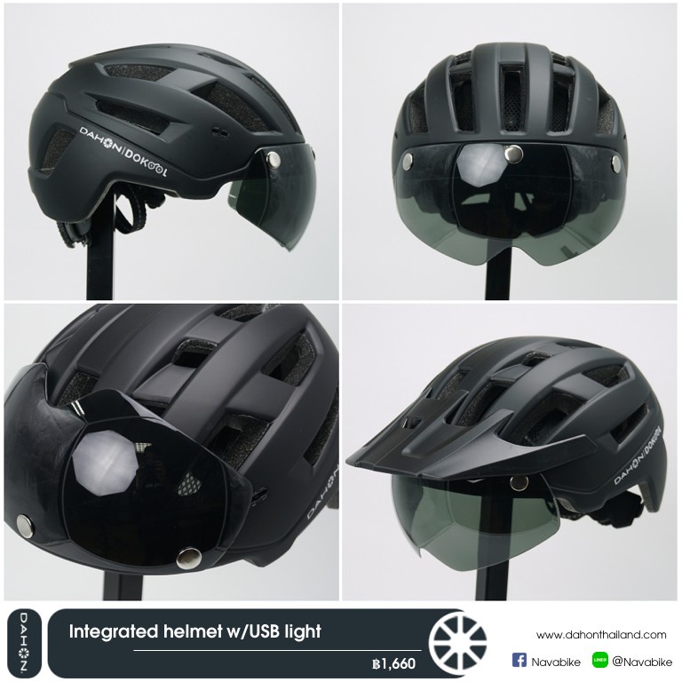 !!!ใหม่!!! Dahon Integrated Helmet หมวกกันน็อกมีไฟท้ายพร้อมแว่น ไฟท้าย ...
