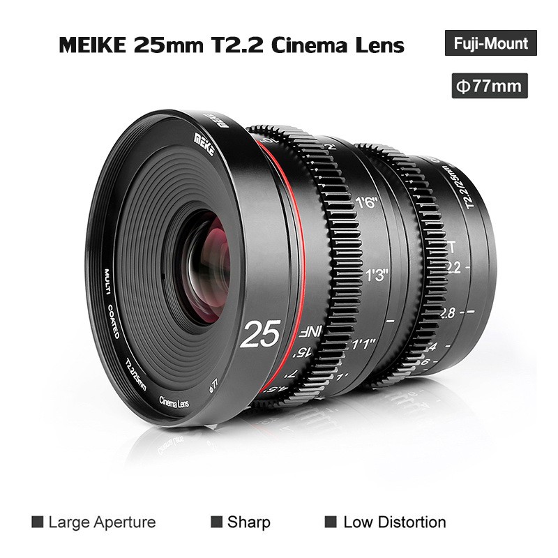 Meike MK 25mm T2.2 Manual Focus Cinema Lens BMPCC 4K for Sony , Fuji ...