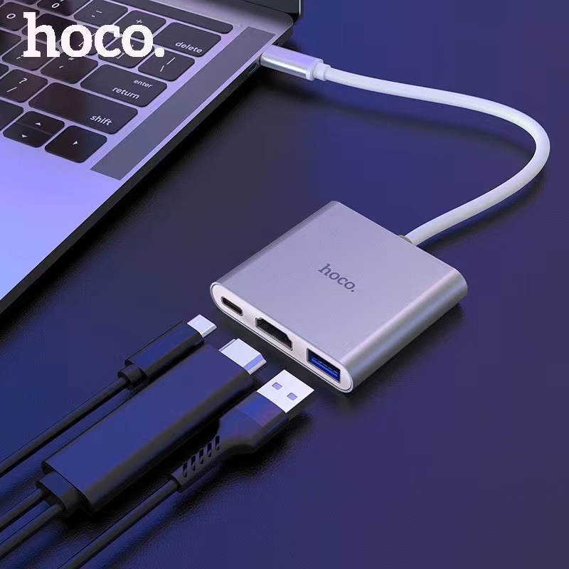 Hoco HB14 Easy use Type-C adapter (Type-C to USB3.0+HDMI+PD) ของแท้ 100 ...