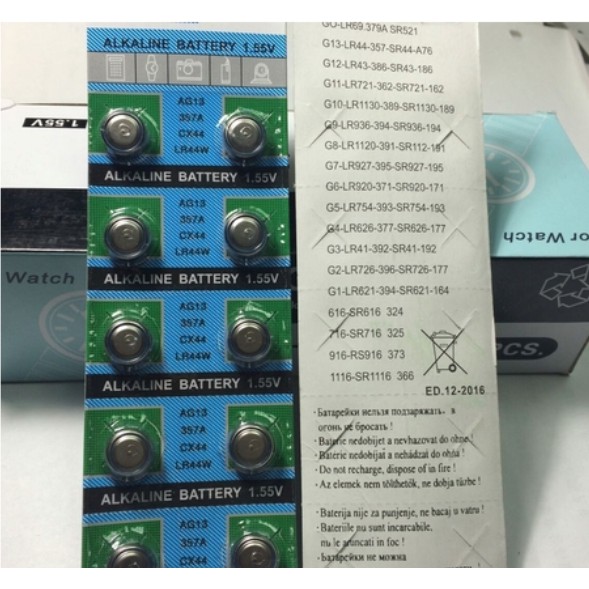 พร้อมส่ง-ถ่านกระดุม LR44W / AG13 (10 ก้อน x1 แผง) Alkalide Battery 160 ...