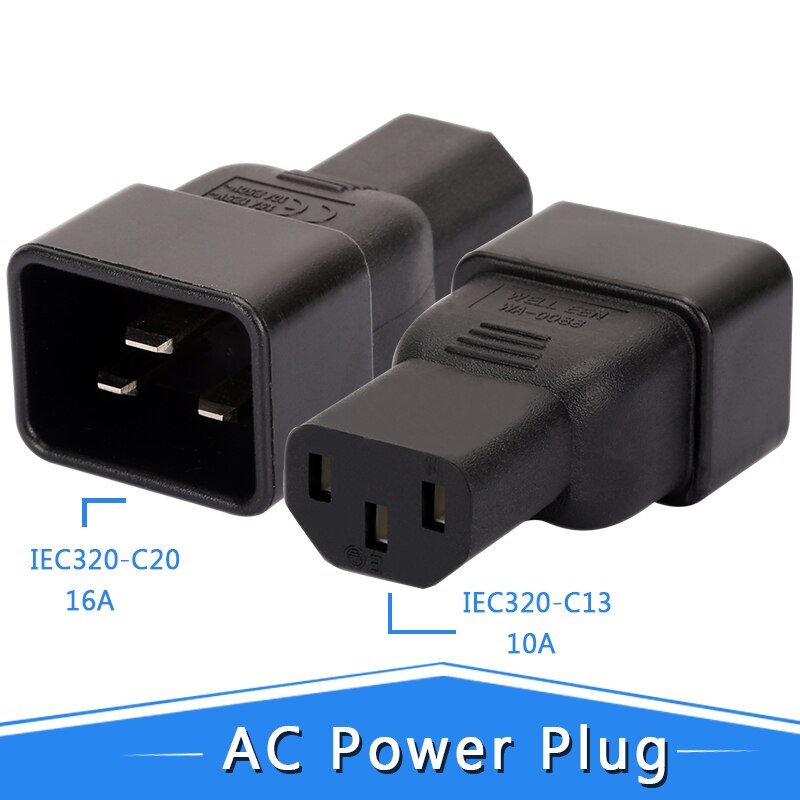 PDU PSU USP Power adapters, IEC C20 male to C13 adapter, IEC C13 to C20 ...