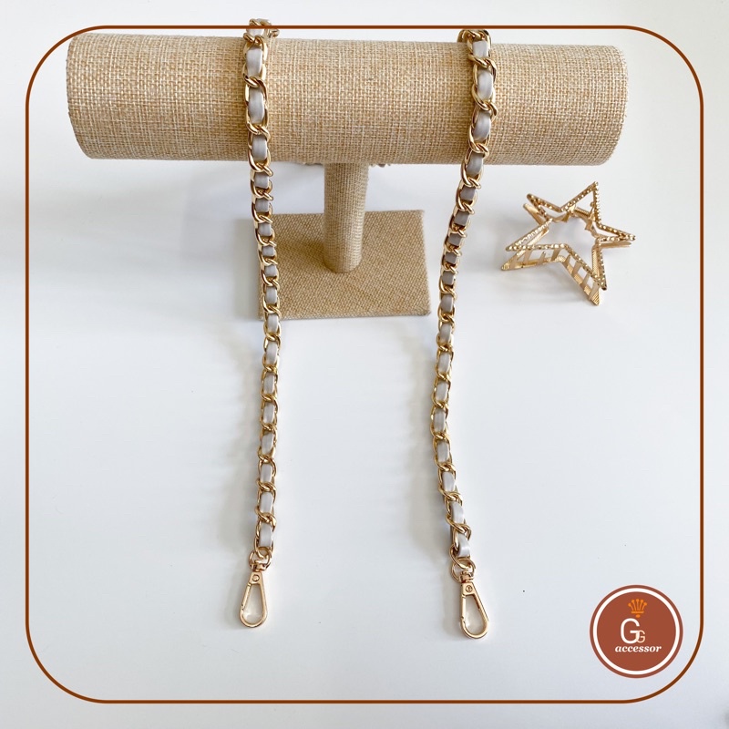 สายกระเป๋าโซ่ รุ่น PU Chain โทนเทา/น้ำตาล (แถมการ์ดเสียบ) | Shopee Thailand