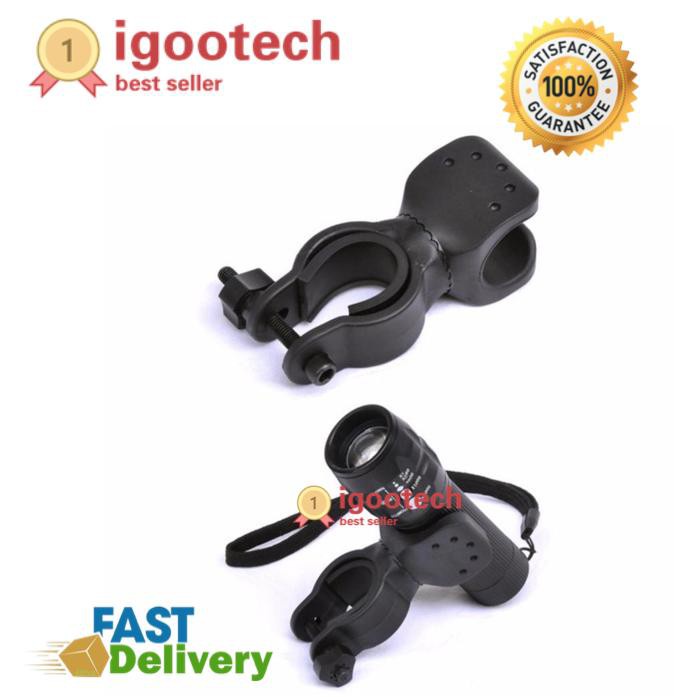igootech ขาจับ ไฟฉายติดแฮนด์จักรยาน แบบสวมลง หมุนได้รอบ 360องศา 1ชิ้น (สีดำ) | Shopee Thailand