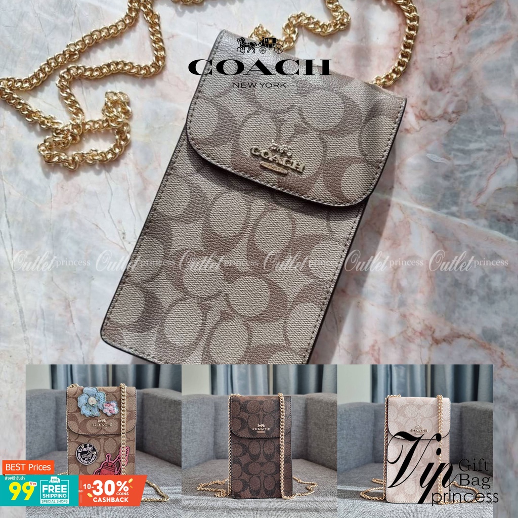 COACH NORTH/SOUTH PHONE CROSSBODY IN SIGNATURE CANVAS F55636 F39955 สุด ...