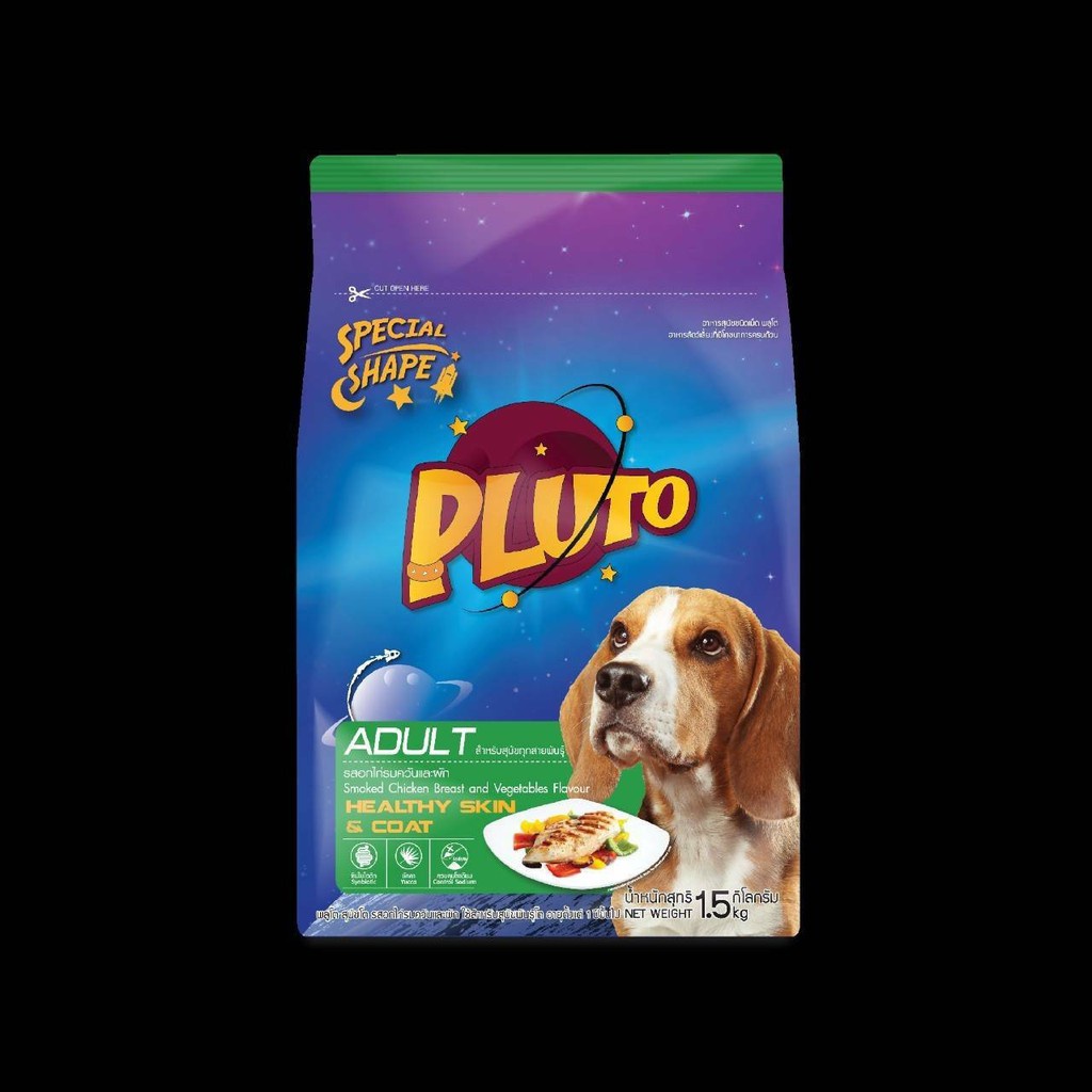Pluto (พลูโต) รสไก่รมควันและผัก อาหารสำหรับสุนัขพันธุ์โต 1.5 kg. | Shopee Thailand