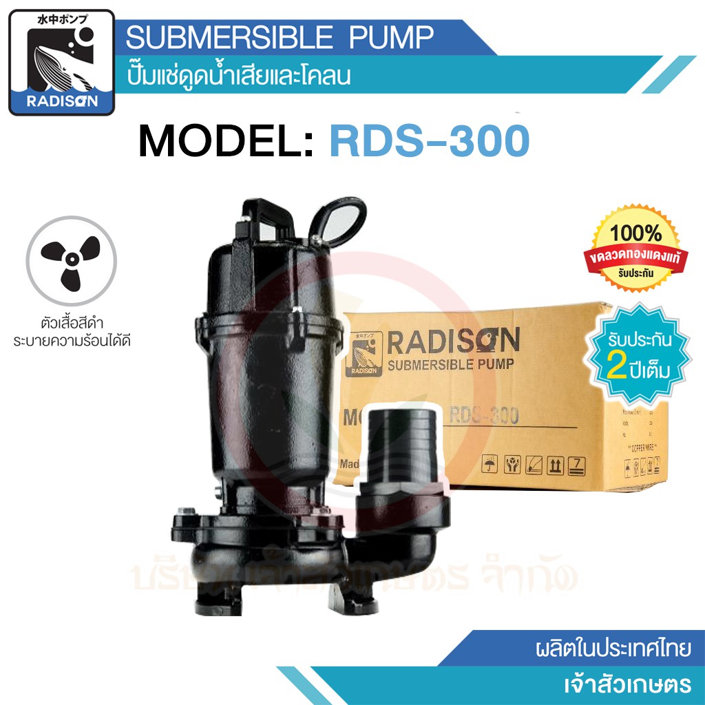 Radison รุ่น RDS-300 RDS-300A 750w 1HP ปั๊มแช่ ปั๊มไดโว่ ดูดโคลน ขนาด ...