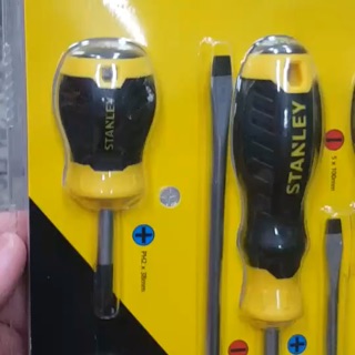 STANLEY ไขควง 8 ตัวชุดด้ามหุ้มยาง ชุดไขควง ไขควงปากแฉก - แบน เนื้อเหล็ก ...