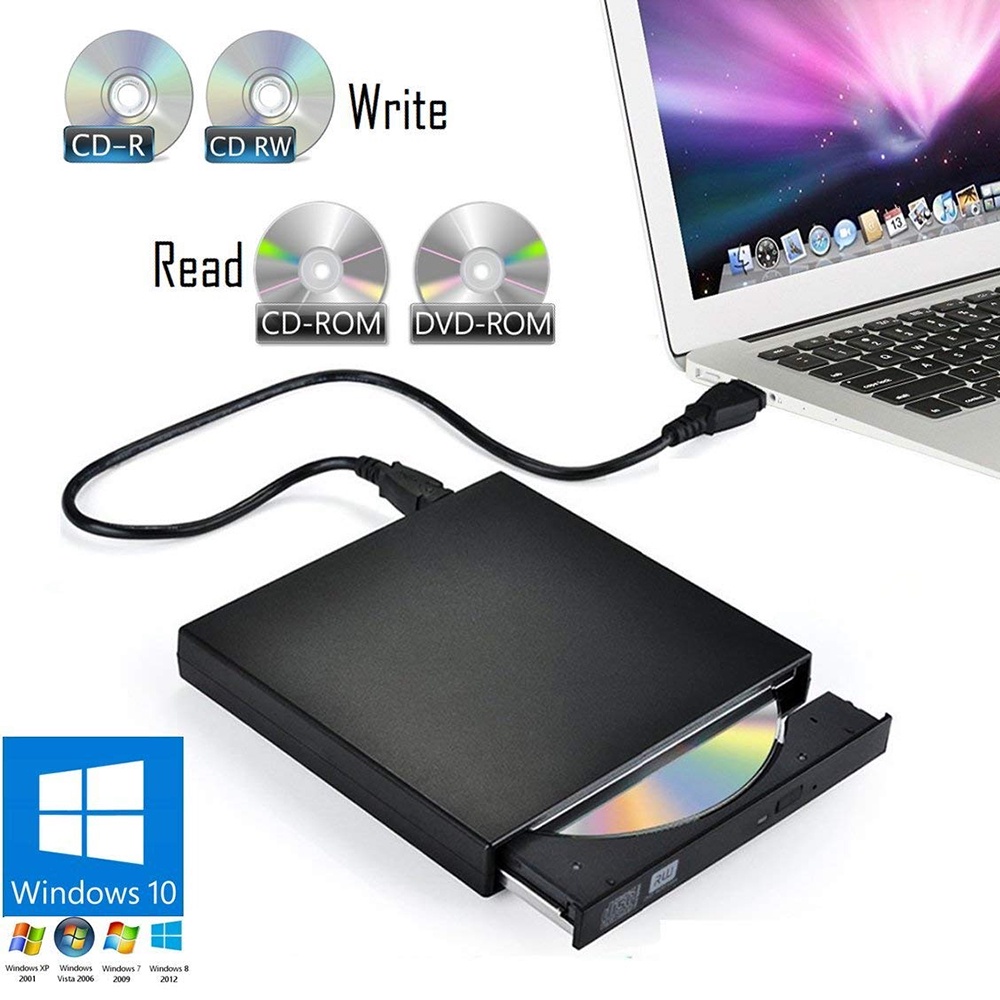 Portable External USB DVD-ROM Drive Player & CD-R/RW Writer Burner for ...