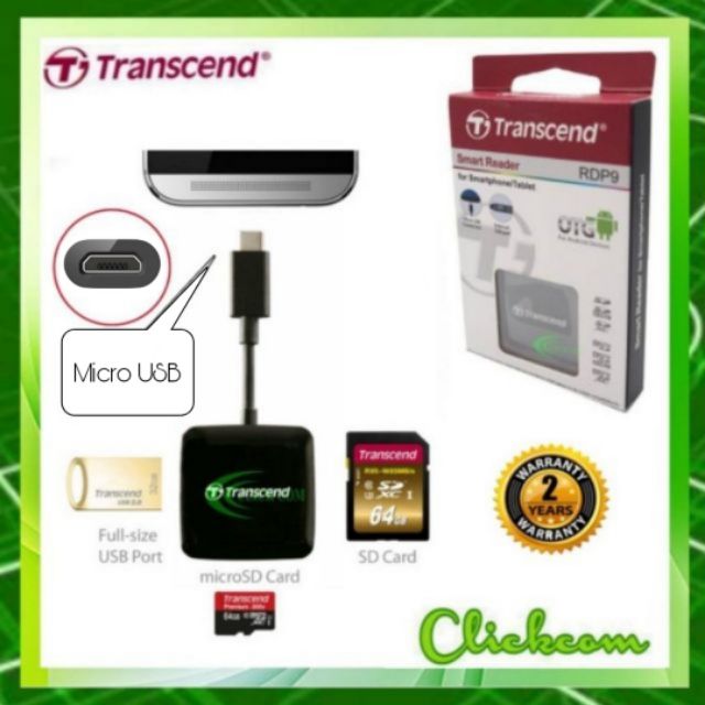 Transcend Card Reader OTG RDP9 - Black # การ์ดรีดเดอร์ # OTG ...
