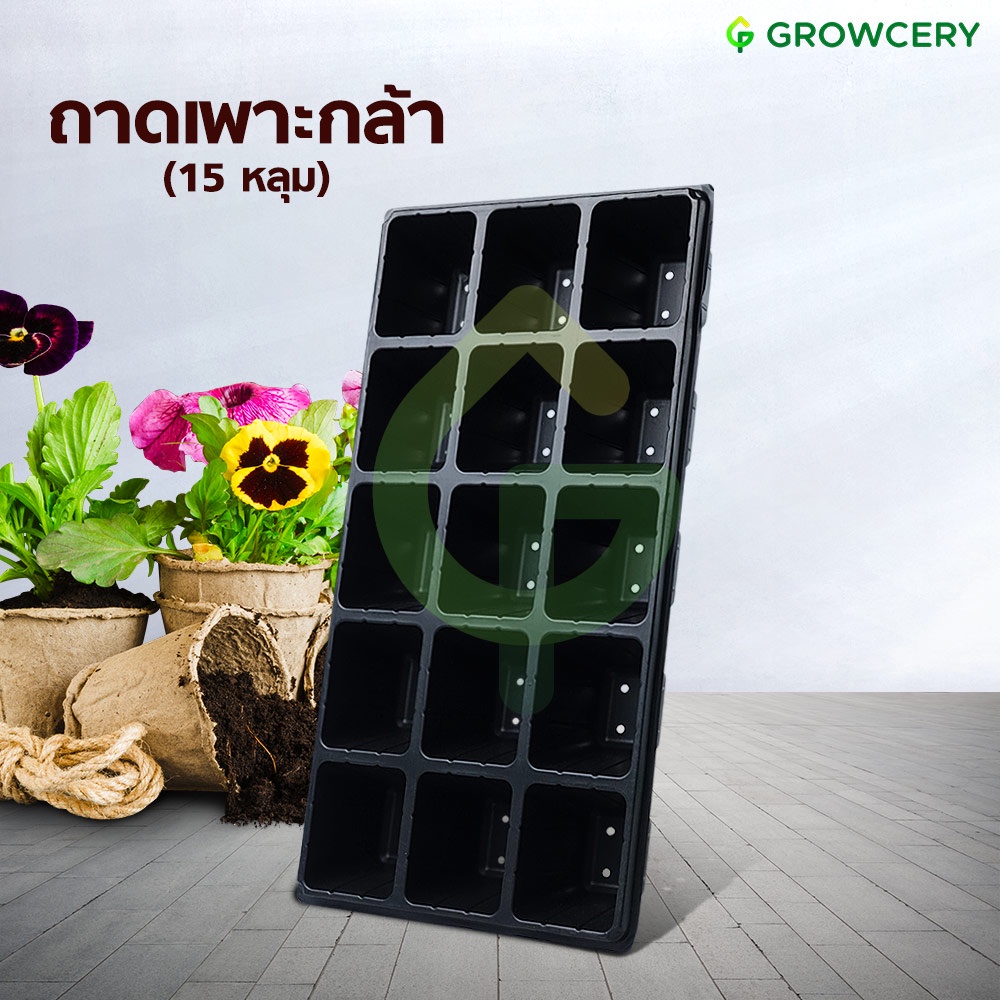 [G] ถาดเพาะกล้า ถาดหลุม ถาดเพาะ จำนวน 15 หลุม (หนา 0.7 มม.) **สั่งขั้นต่ำ 2 ใบ** โดย GROWCERY ...