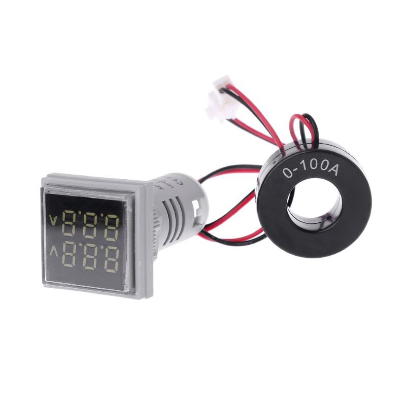 WER Square LED Digital Dual Display Voltmeter & Ammeter Voltage Gauge Current Meter AC 60-500V 0 ...