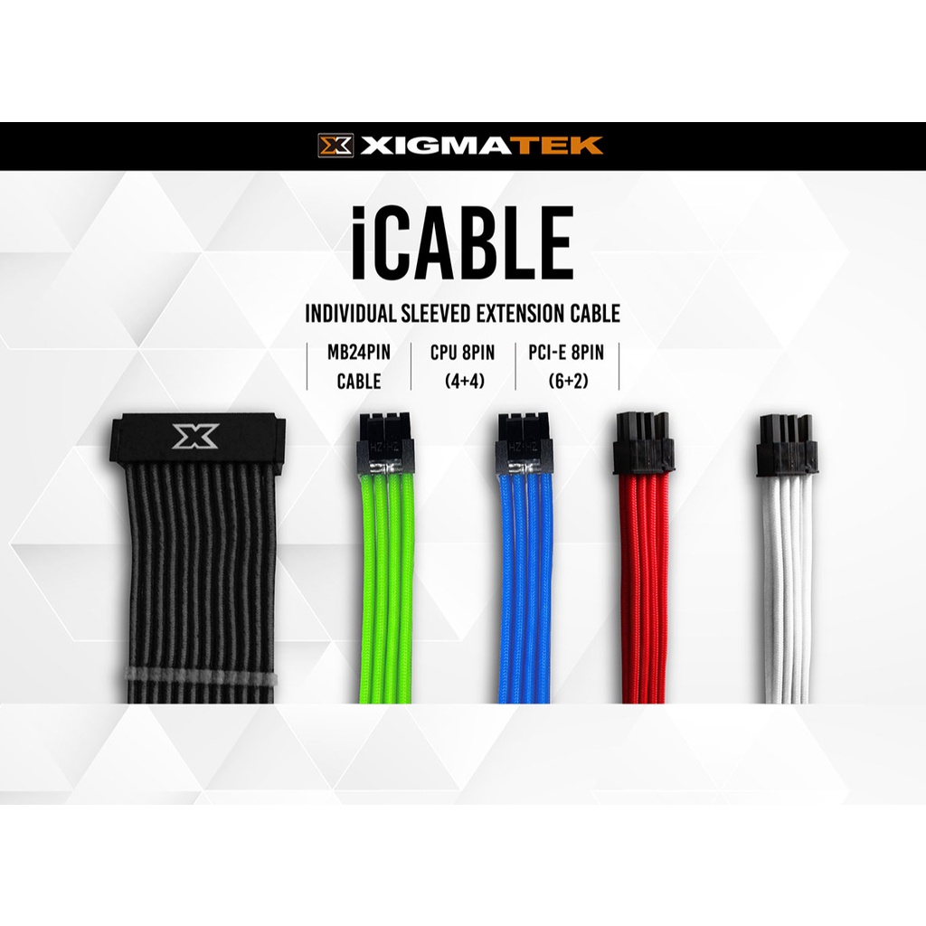 Xigmatek iCable Extension Cables black, 24 PSU / 8 Pin GPU Power ...