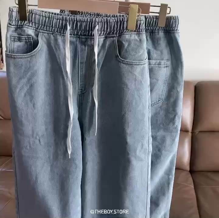 THEBOY-ELASTIC BOX JEANS กางเกงยีนส์ทรงกระบอกใหญ่ | Shopee Thailand