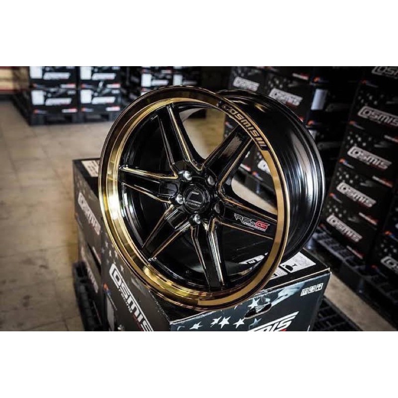 ล้อแม๊กซ์ R6G (Cosmis) ขอบ18” 5รู สีดำขอบทอง (แถมจุ๊บRay) ราคา/ชุด4ลูก ...