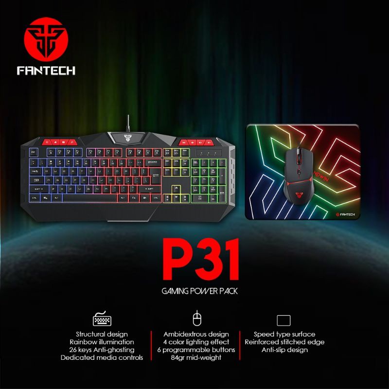 คีย์บอร์ด+เมาส์+แผ่นรองเมาส์ Fantech P31 GAMING COMBO Surabaya | Shopee Thailand