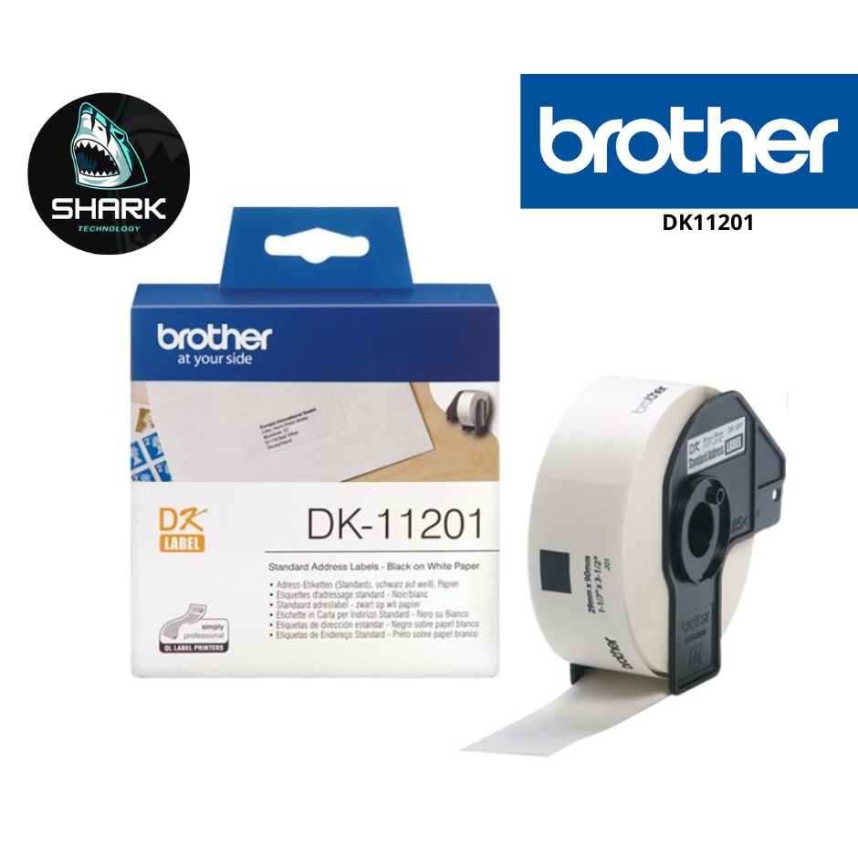 PAPER (ฉลากกระดาษ) BROTHER DK-11201 LABEL ROLL - BLACK ON WHITE, 29MM x ...