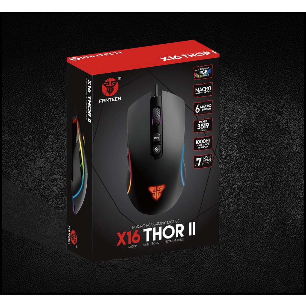 เมาส์เกมมิ่ง RGB FANTECH X16 V2 THOR II RGB เมาส์เล่นเกมส์ Gaming Macro ...