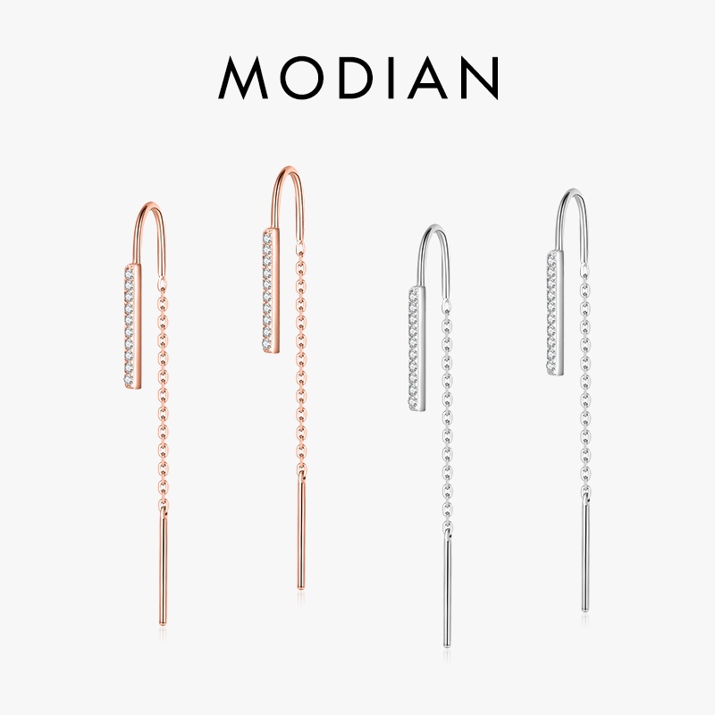 Modian Minimalism ต่างหูระย้า เงินแท้ 100% 925 ห้อยพู่ยาว แฟชั่น ...