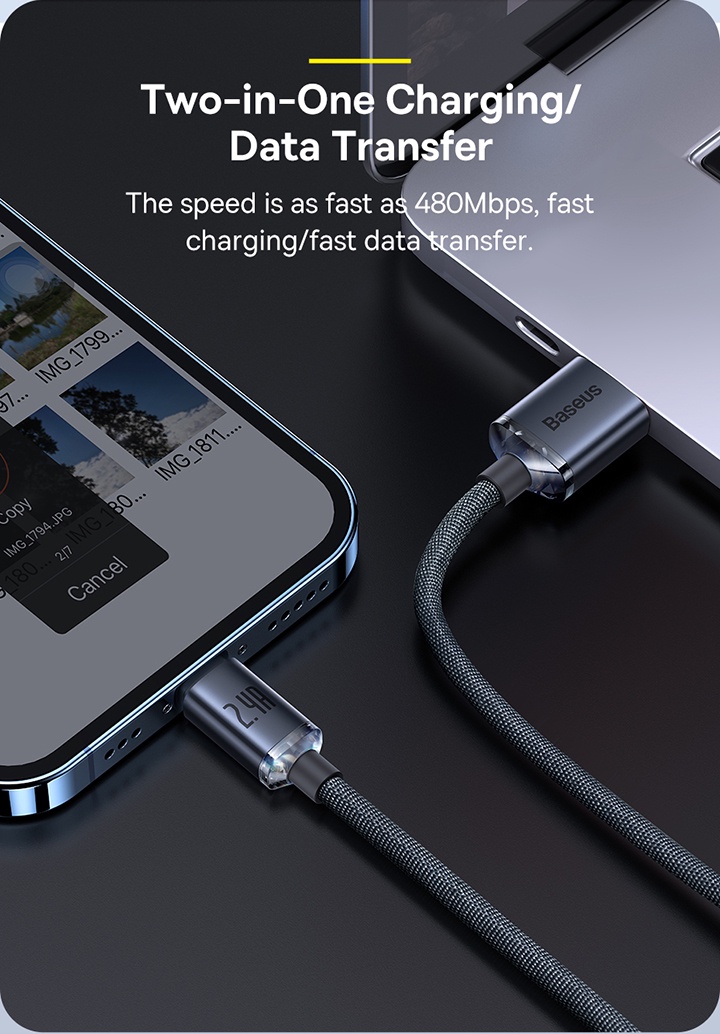 Baseus Original สาย USB สําหรับ 14 13 12 Pro Xs Max X Xr 8 7 Plus 2.4A ...