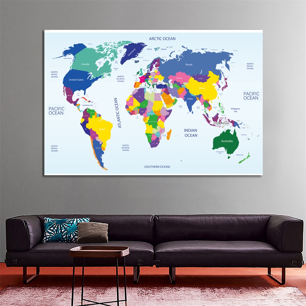 World Map -Large Poster Prints Wall Art Background Cloth Home Living ...