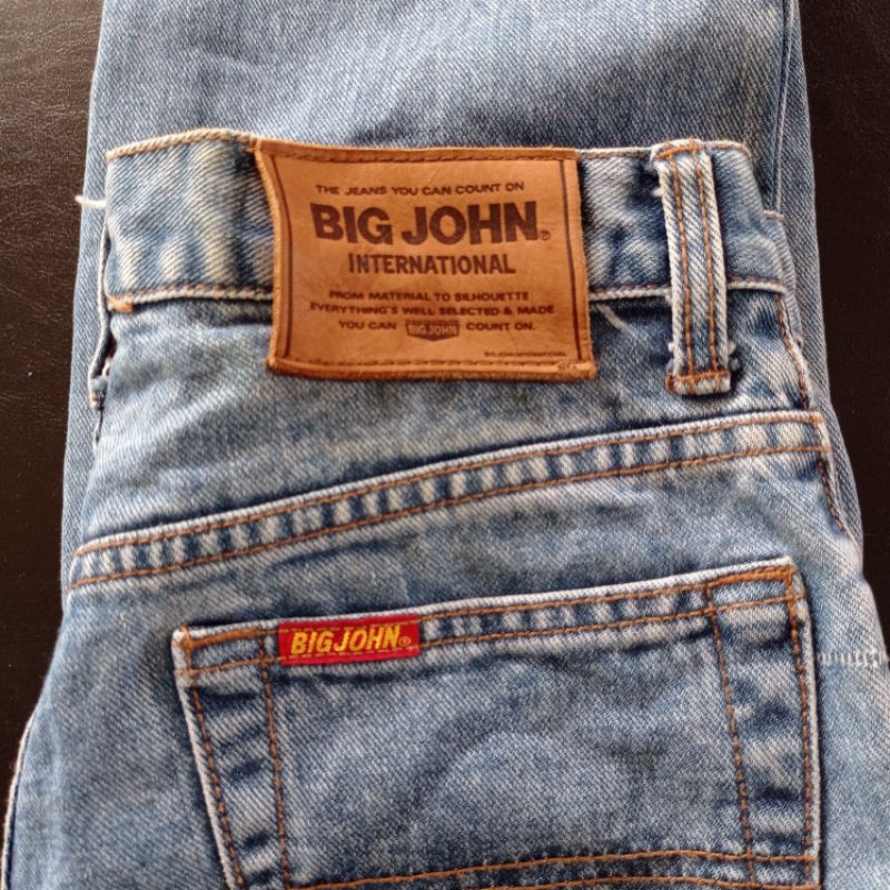 กางเกงยีนส์ Big John มืสอง แบรนด์ บิ๊กจอห์น ของแท้ สียีนส์ ผ้าไม่ยืด สภาพดี | Shopee Thailand