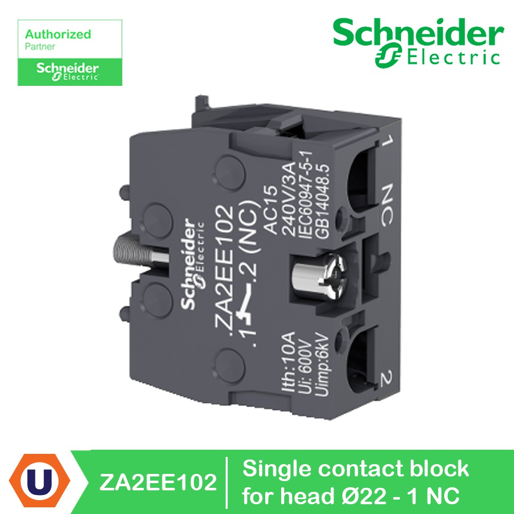 Schneider ZA2EE102 Single contact block for head Ø22 - 1 NC สั่งซื้อได้ ...