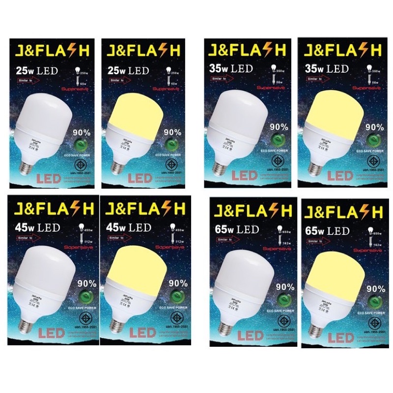 หลอดไฟ led หลอดไฟ หลอดฝาครอบLED J&FLASH ขั้วE27 25W/35W/45W/65W (แสงขาว ...