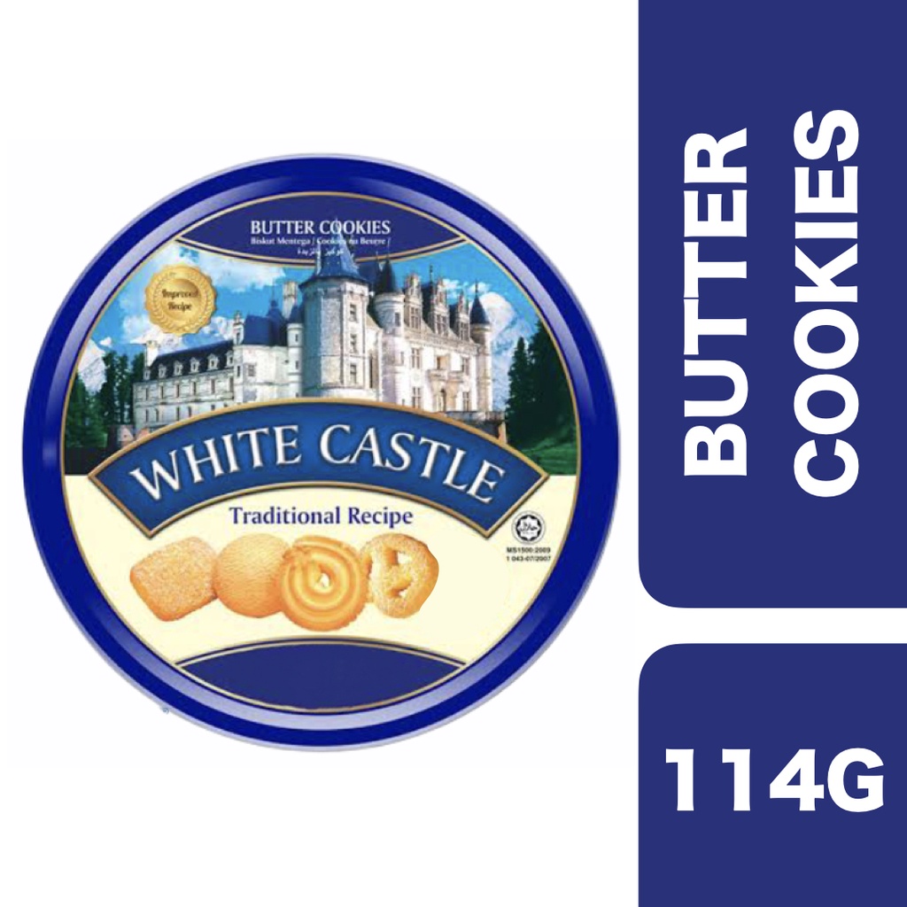 White Castle Traditional Recipe Butter Cookies (Blue Tin) 114g ++ ไวท์คาสเซิลคุกกี้เนยสูตร ...
