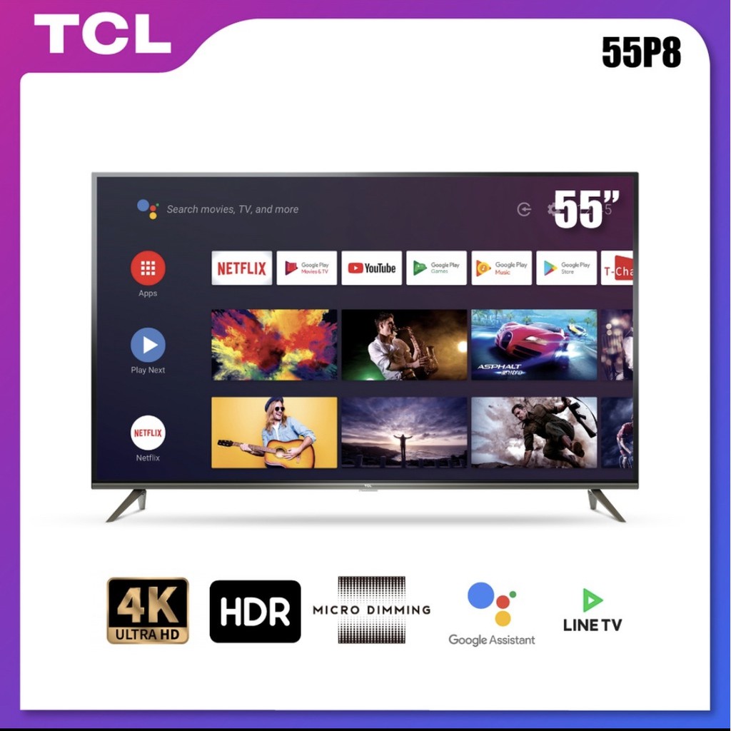 ทีวี TCL รุ่น 55P8 4K UHD ANDROID TV 9.0 ขนาด 55 นิ้ว | Shopee Thailand