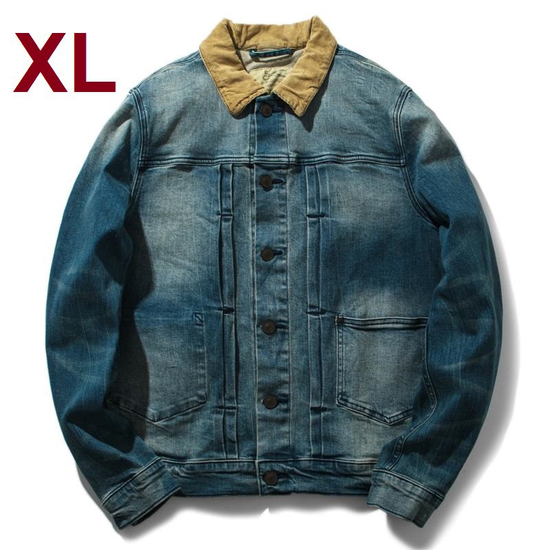 เสื้อแจ็คเก็ตยีนส์ยืด Jacket retro "Red ruggison lab" [สีเข้ม Size XL ...