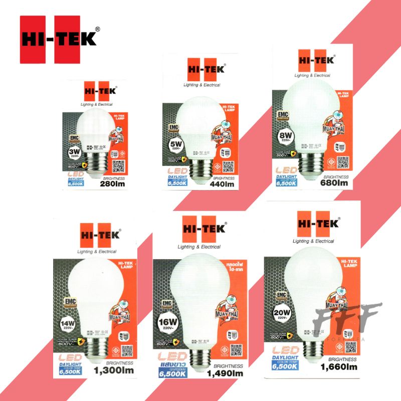 [HI-TEK] หลอดไฟ LED ขั้ว E27 มวยไทย ซีรี่ส์ 3W , 5W , 8W , 10W , 14W , 16W , 20W ยี่ห้อ HI-TEK ...