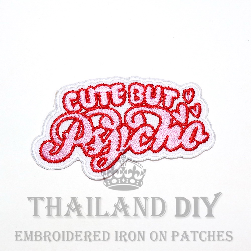 ตัวรีดติดเสื้อ งานปัก แนววัยรุ่น เท่ๆ การ์ตูน ขำๆ ฮาๆ ตลก Cute But Psycho Funny Joke Patch WOP ...